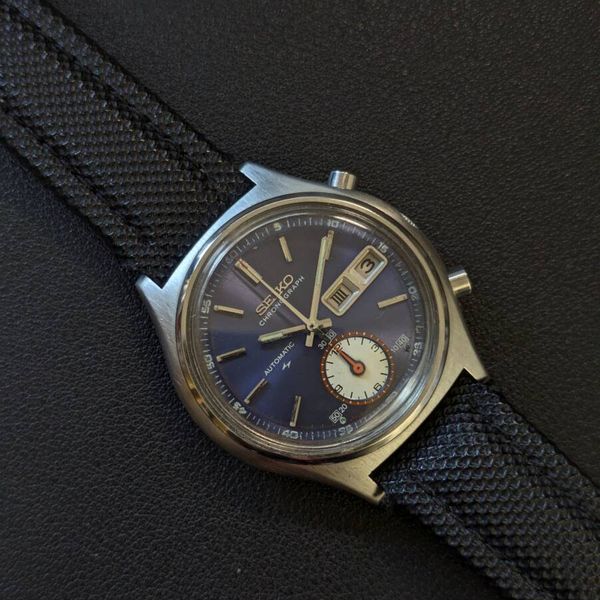 RARE SEIKO 7016-8000 Blue dial Coaxial Chronograph Vintage Men's ...